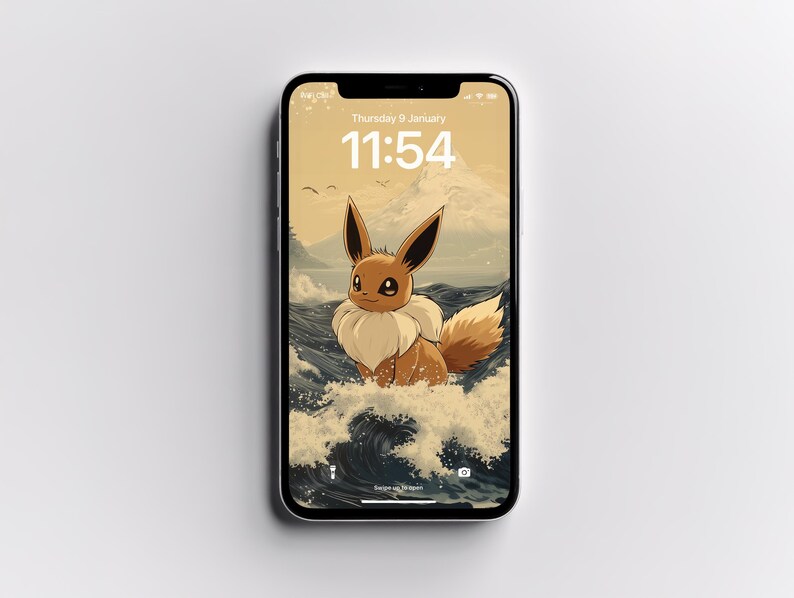 Pokemon Inspired Eevee Wallpaper - Eevee Riding Japanese Waves ...