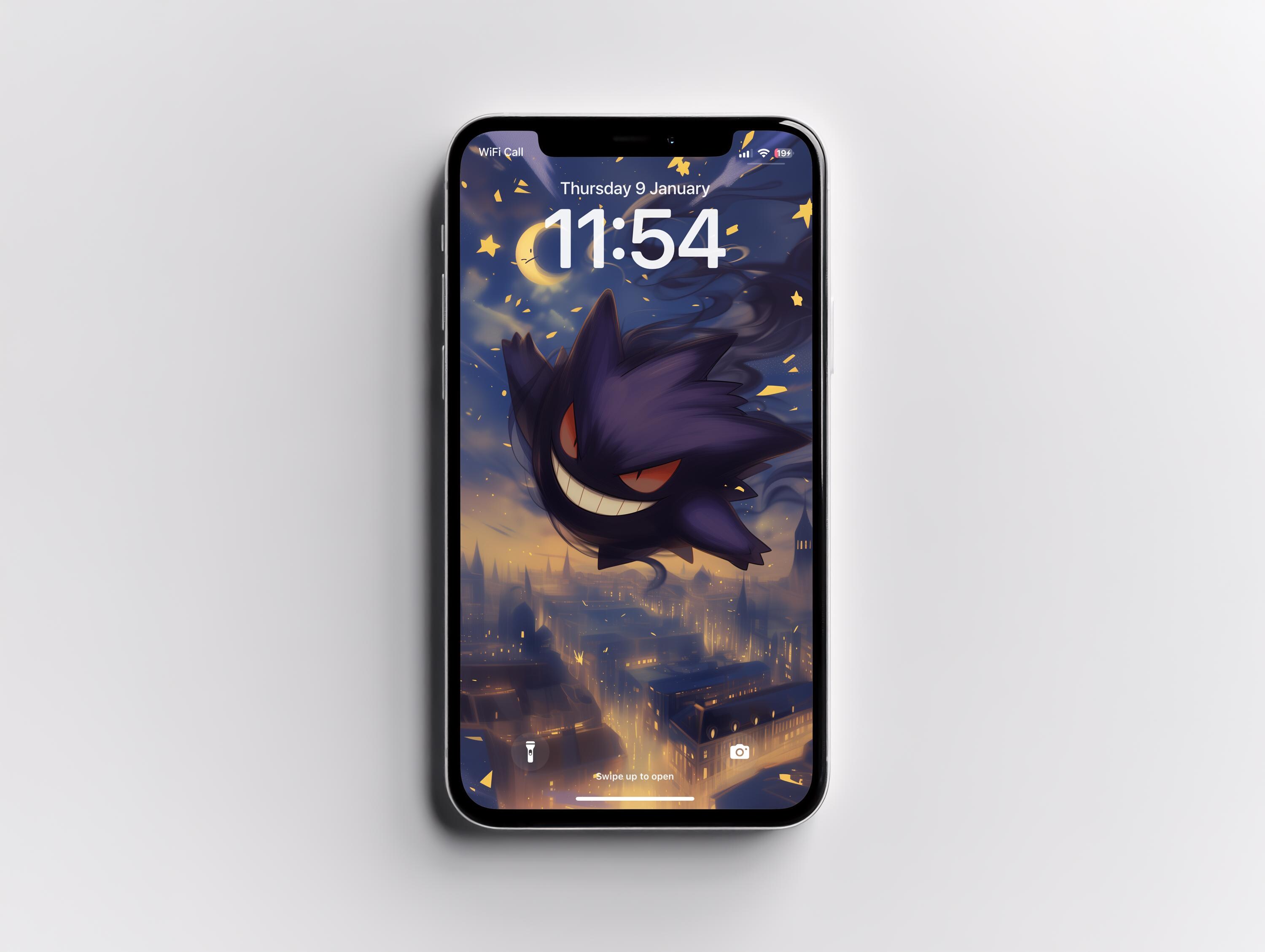 Pokemon Inspired Gengar Wallpaper - Gengar Flying Over A Town - Digital ...