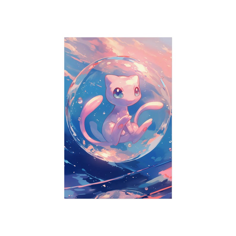 Pokemon Inspired Mew Poster - Portrait of Bubble Mew - Digital Artwork ...