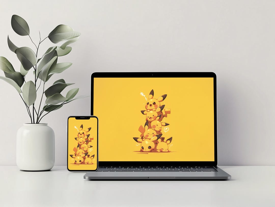 Pokemon Inspired Pikachu Wallpaper - Pile of Cute Pikachu's - Digital ...