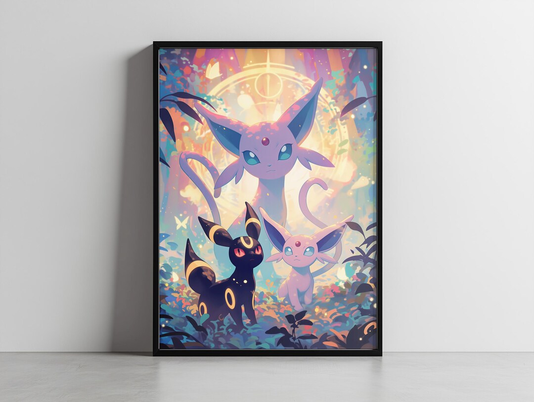 Pokemon Inspired Espeon & Umbreon Poster - Eeveelutions Cubs - Digital ...