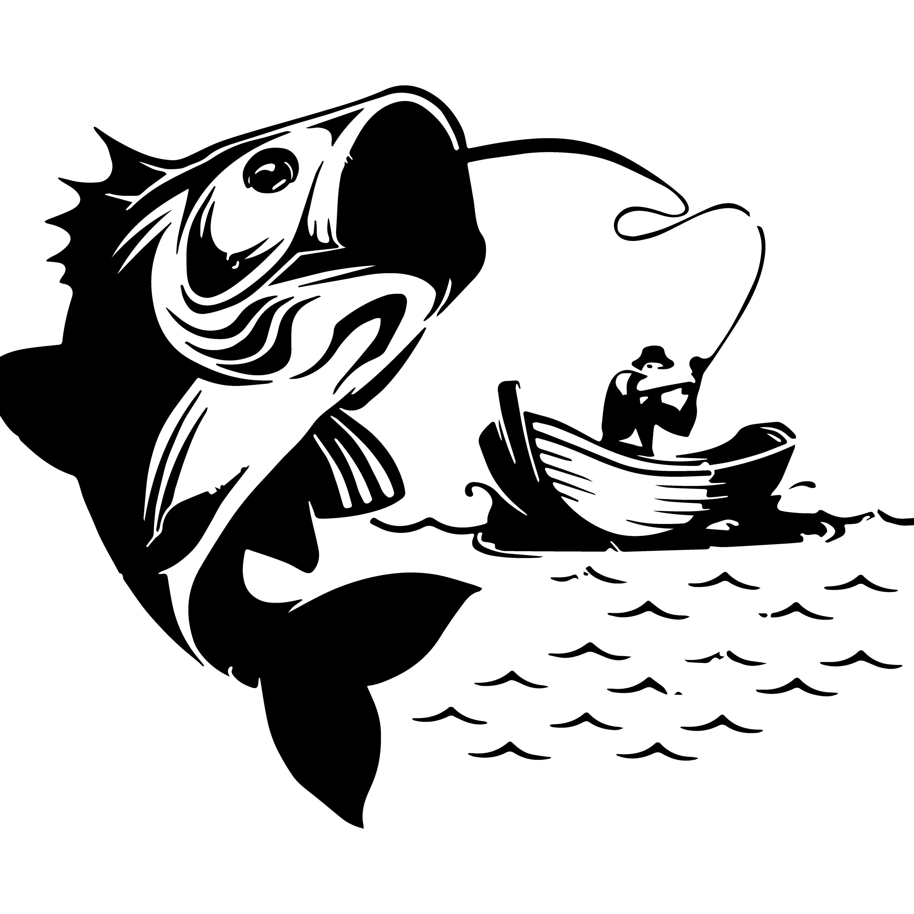 Fisherman Catching Fish SVG, EPS, PNG, Pdf | Fishing Svg | Cut File ...