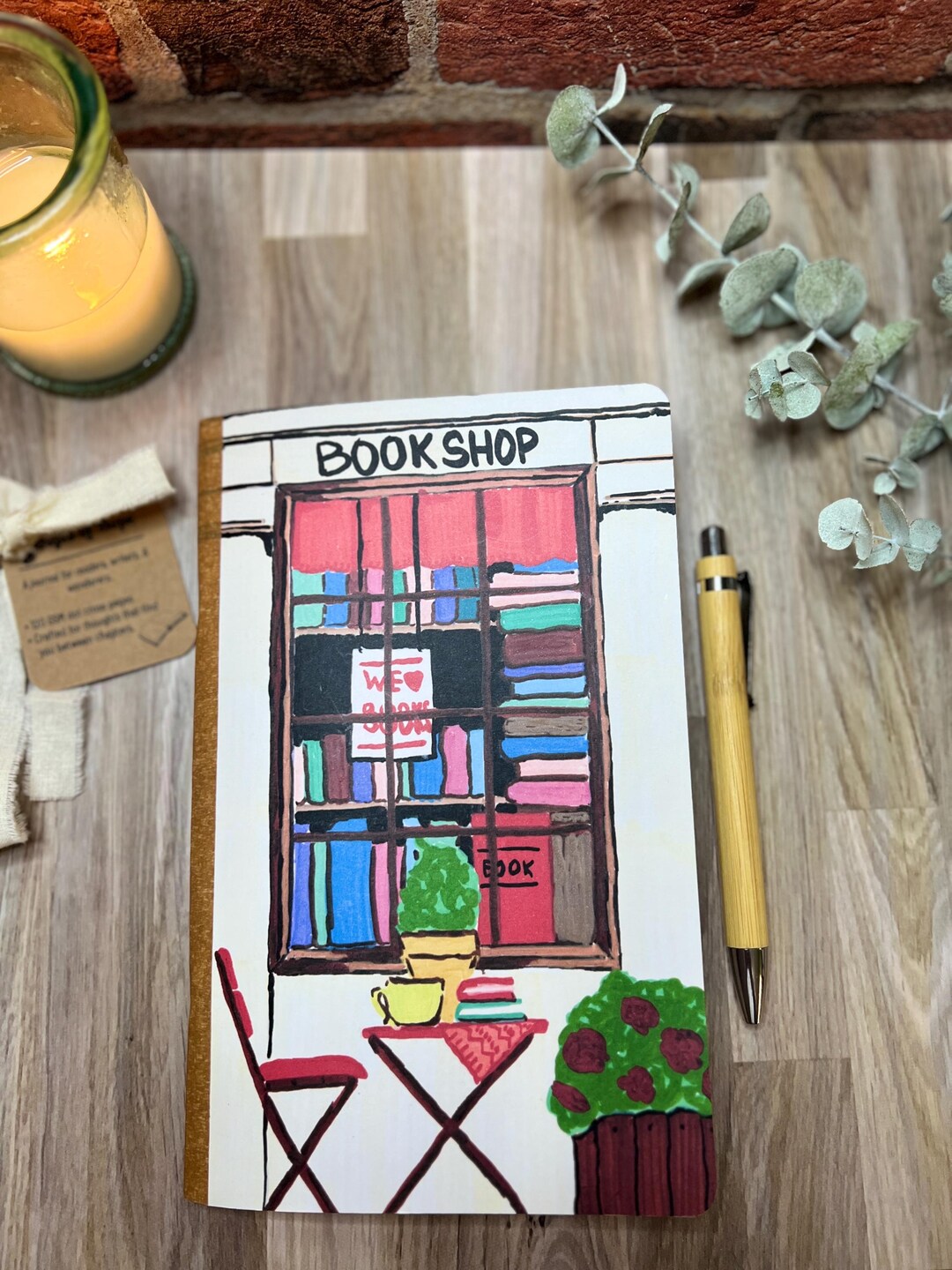 Handmade Bookshop Journal: Cozy Bookstore Notebook, 50 Dot Grid Pages ...