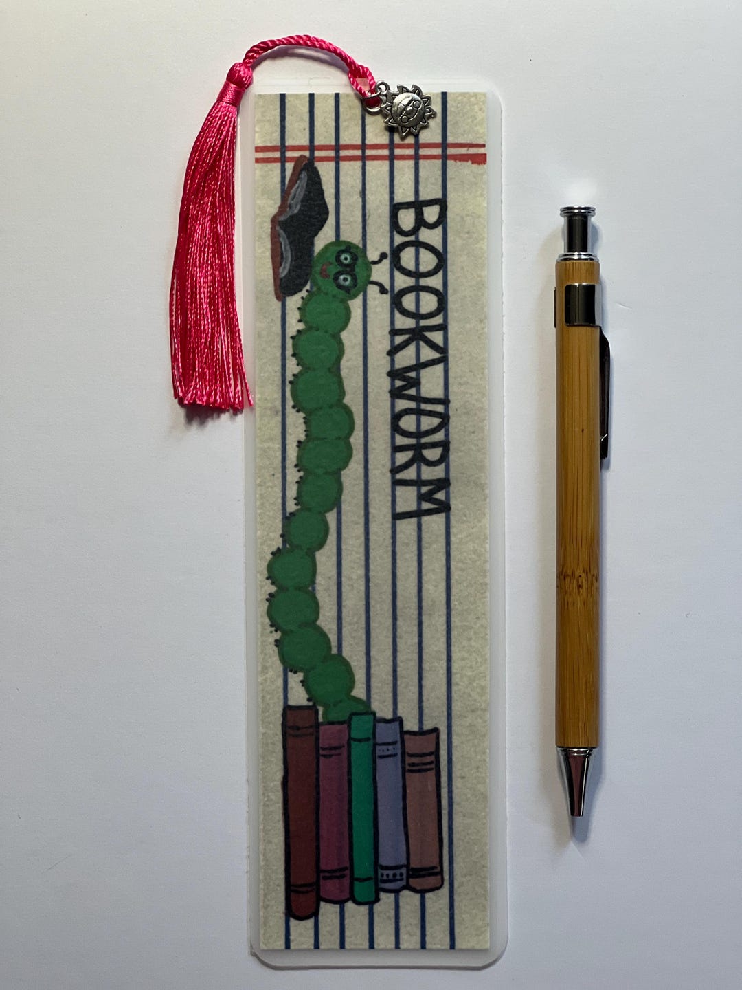 Bookworm Laminated Bookmark - Teacher or Student Gift - Etsy