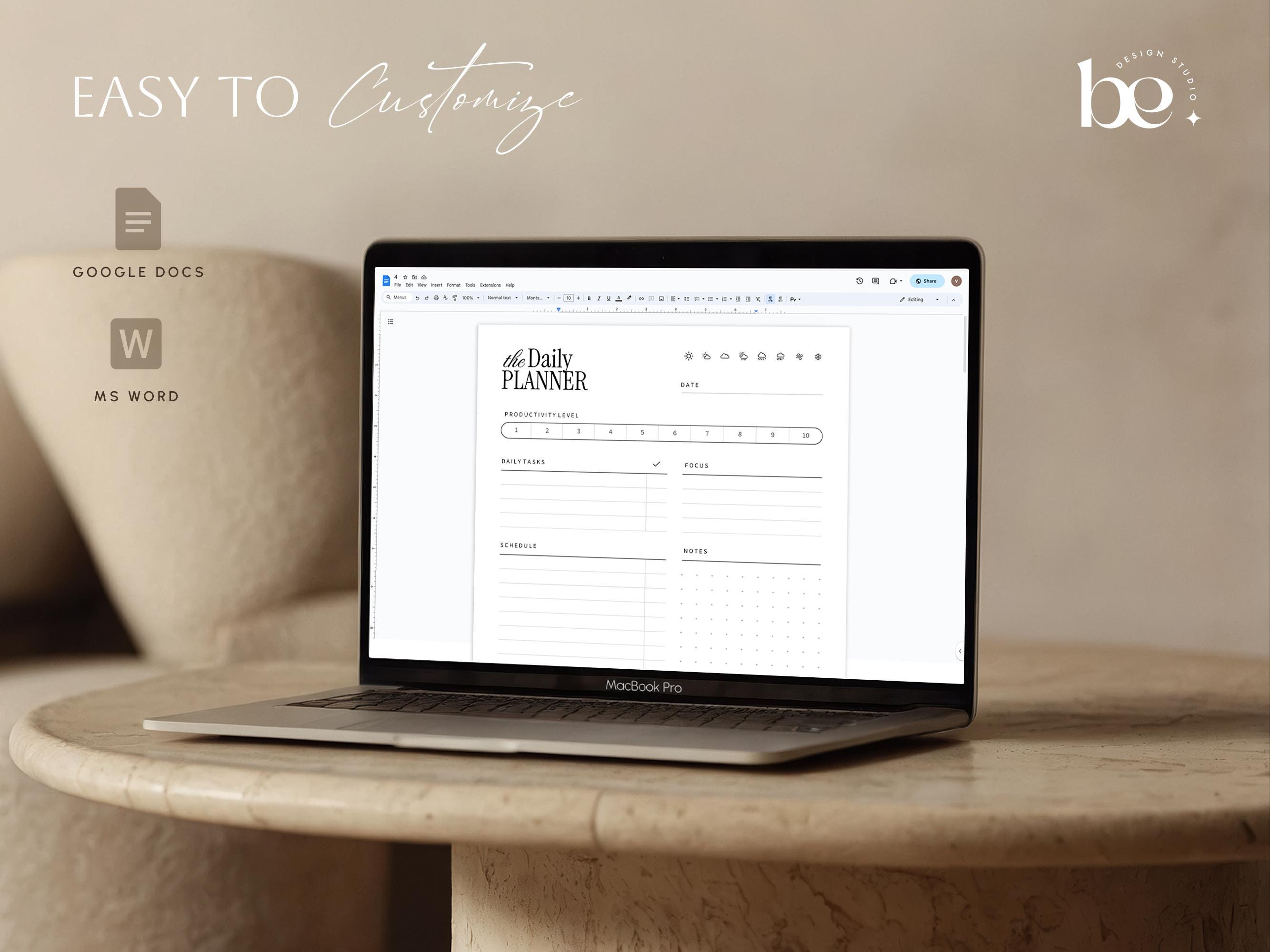 Daily Planner Template Google Docs & Word | Printable and Digital ...