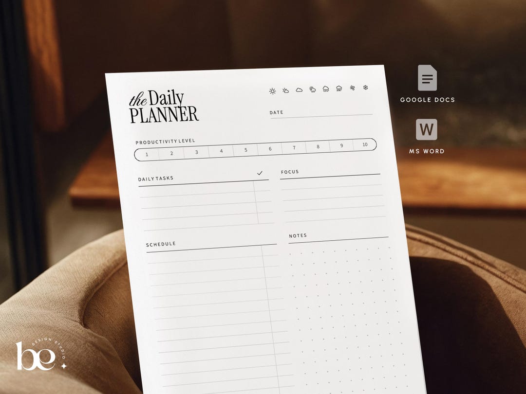 Daily Planner Template Google Docs & Word | Printable and Digital ...