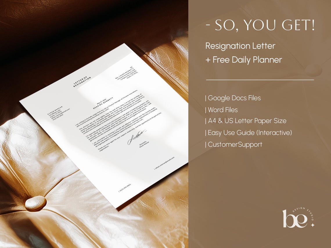 CEO / Executive Resignation Letter Template | C-level Professional ...