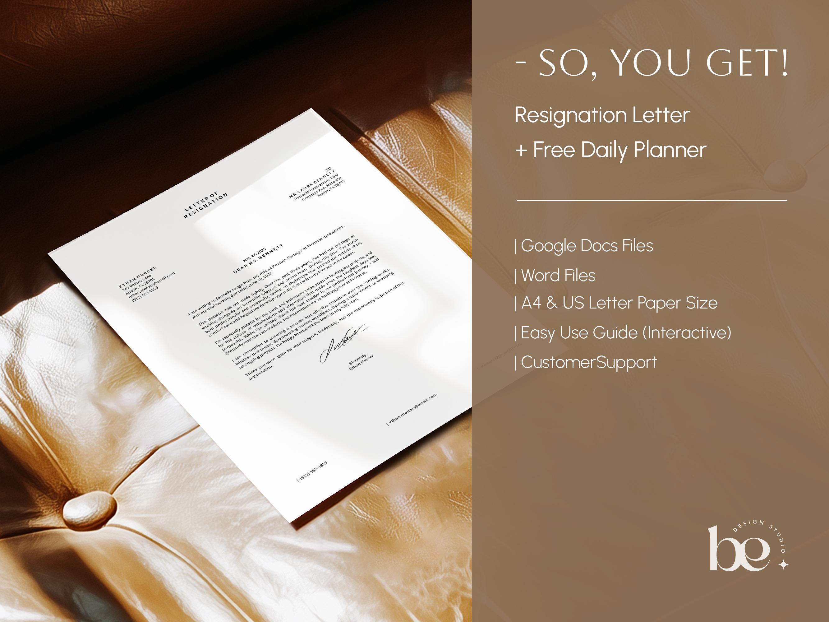 CEO / Executive Resignation Letter Template | C-level Professional ...