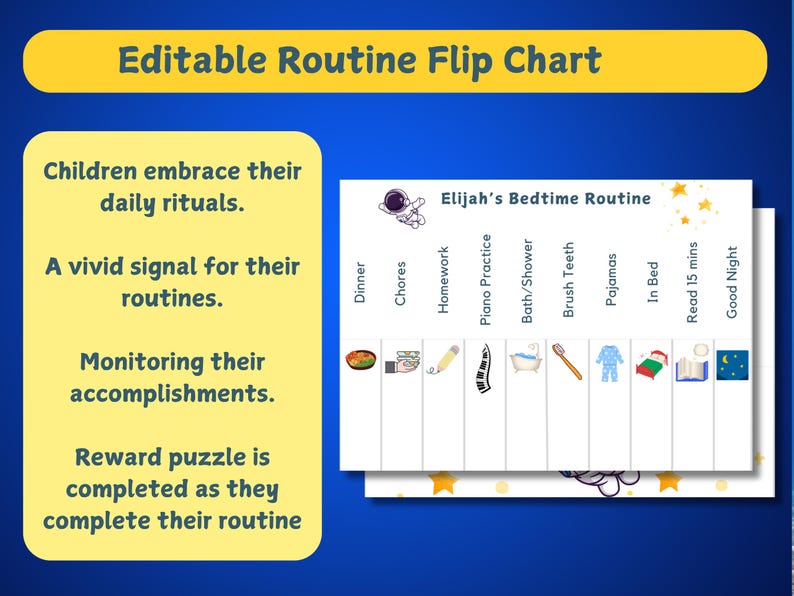 Editable Bedtime Routine Flip Chart - Etsy