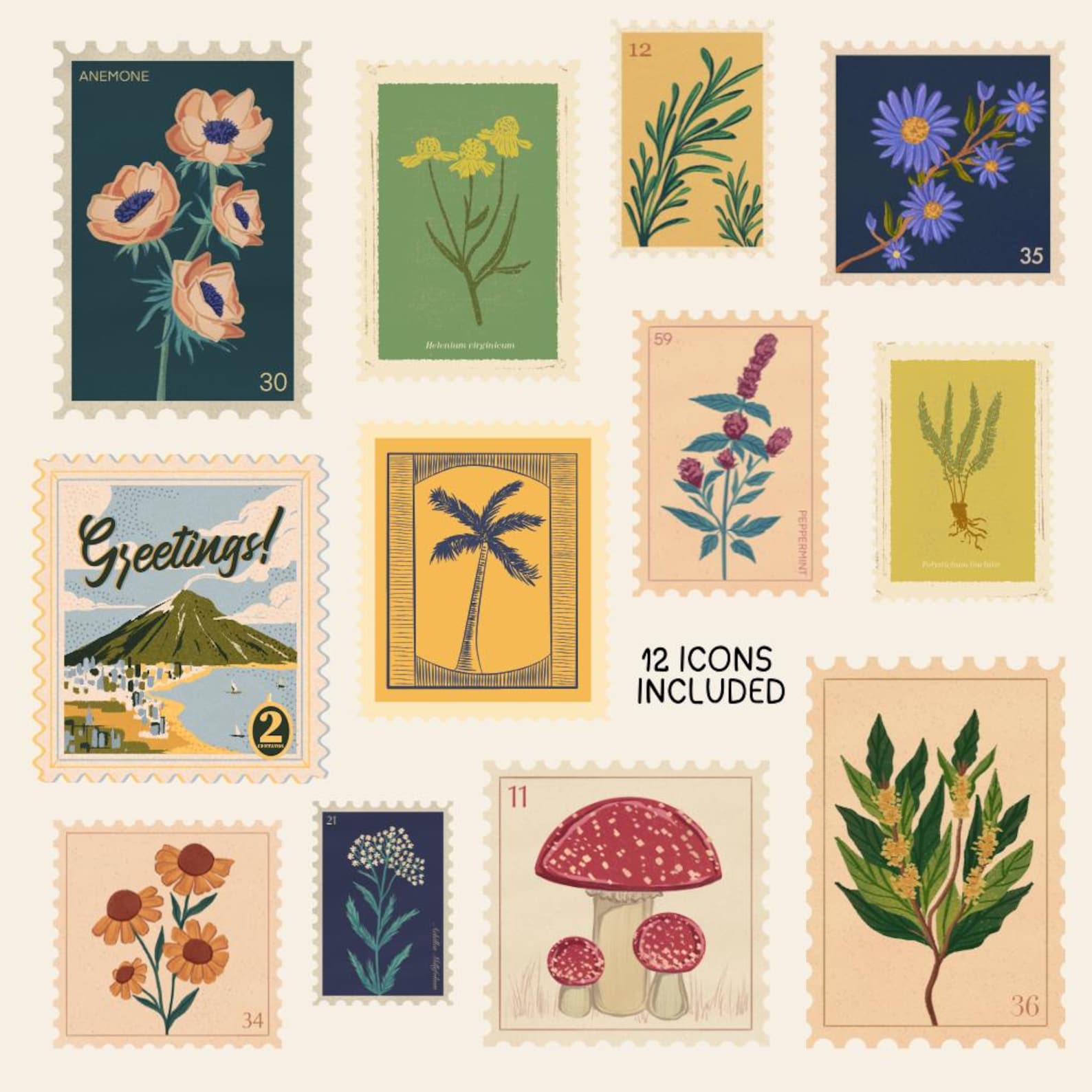 Stamps MacBook Folder Icons | MacBook Desktop Organizers - Etsy