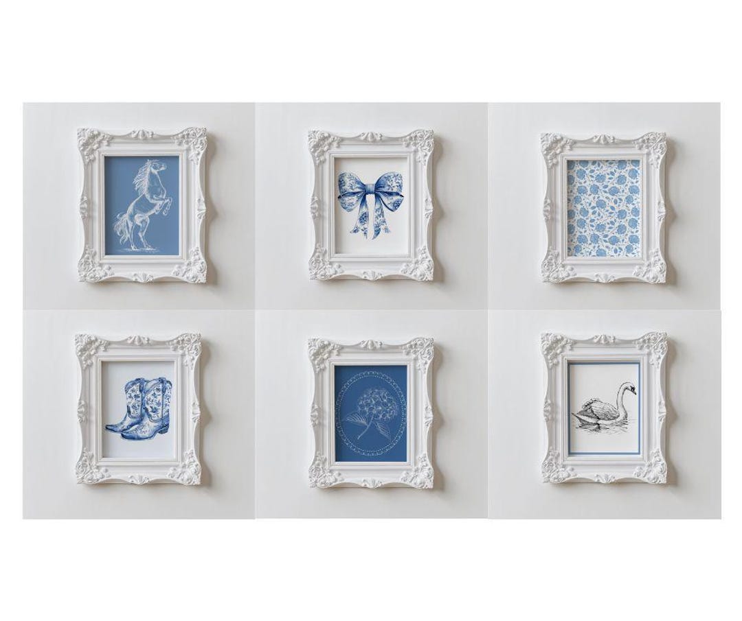 Southern Belle Blue and White Digital Art (set of 6) for Girls Room ...