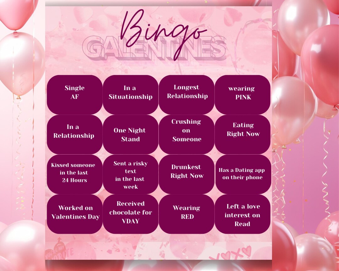 Galentine’s Bingo Game Bingo Template Printable Pink Bingo Template ...