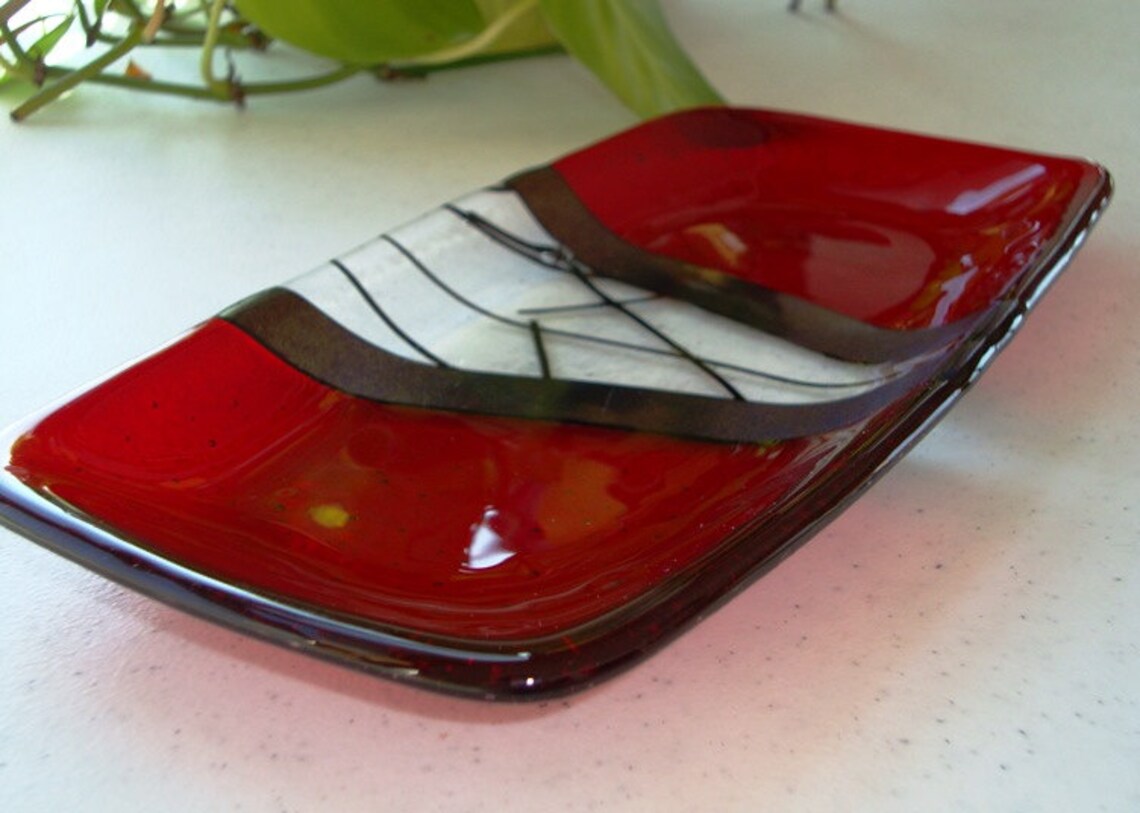 Fused Glass Dish - Chopstix Collection Red 4114 - Etsy UK