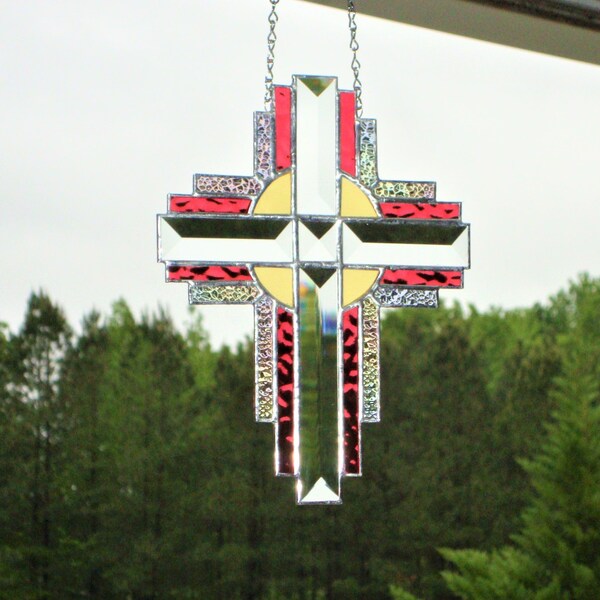 Stained Glass Cross Suncatcher - Etsy