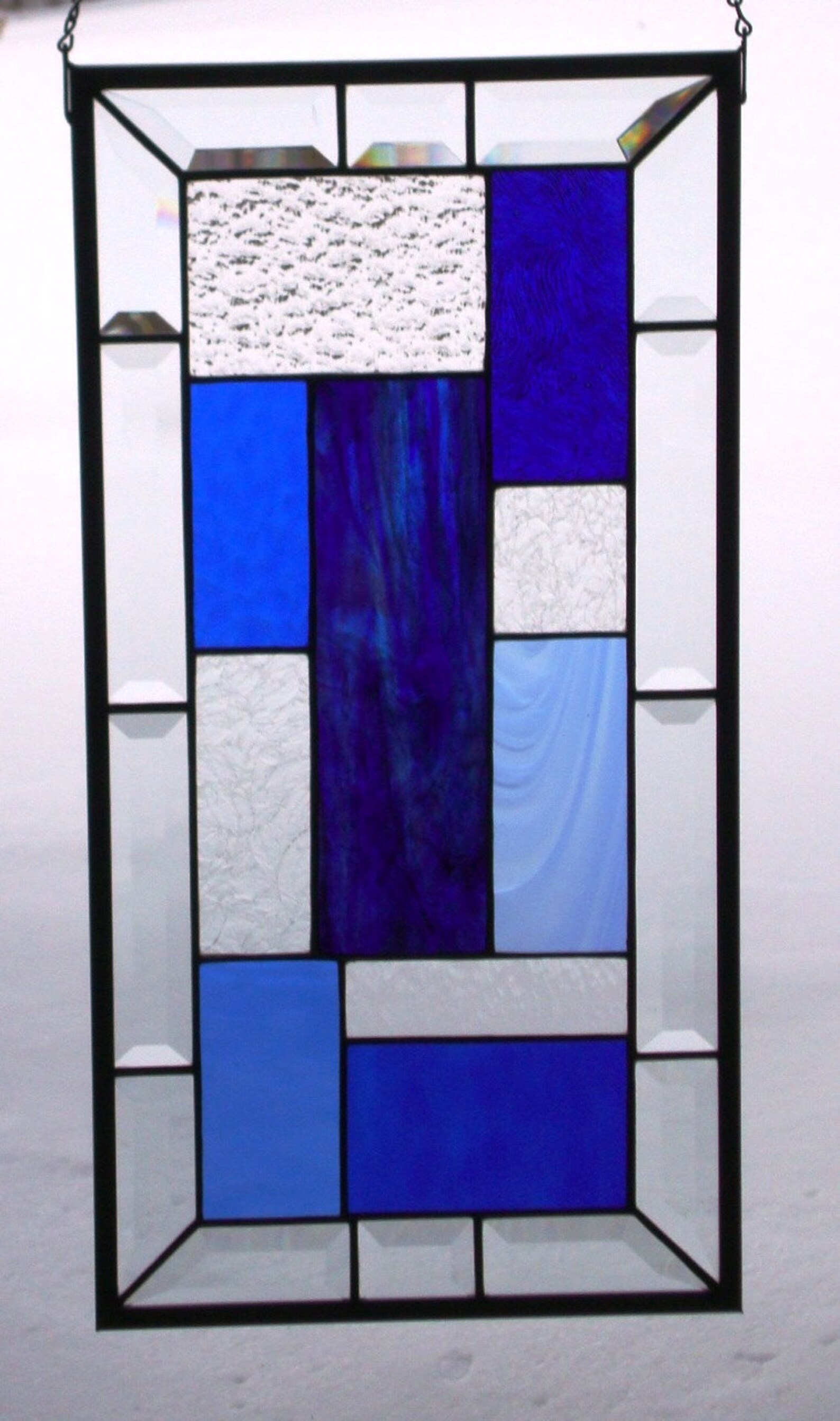 The Blues Stained Glass Abstract Panel Suncatcher | Etsy