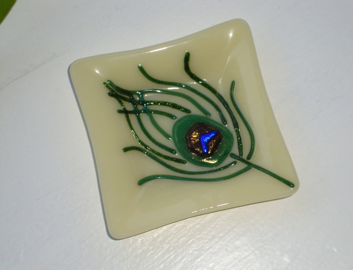 Peacock Collection Fused Tea Bag Ring or Trinket Holder - Etsy