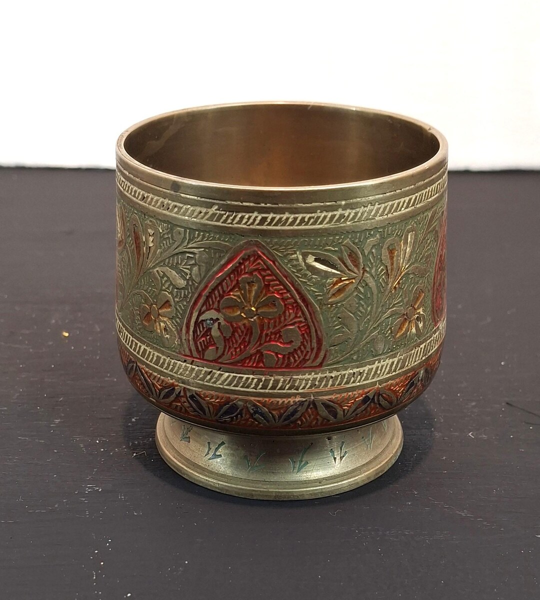 Vintage Brass Enamel Painted Brandy Cup Made in India - Etsy