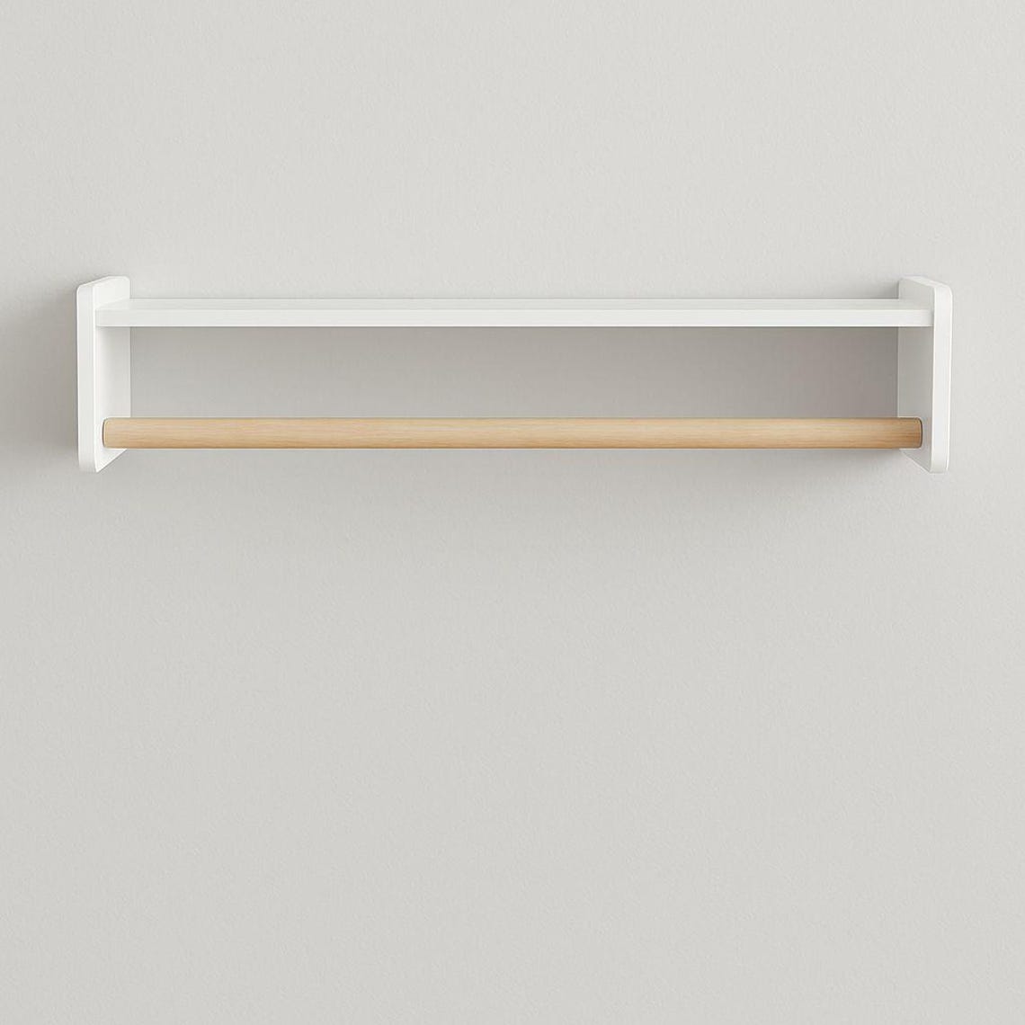 Wooden Wall Shelf With Hanging Rod: Minimalist Nursery Organizer - Etsy