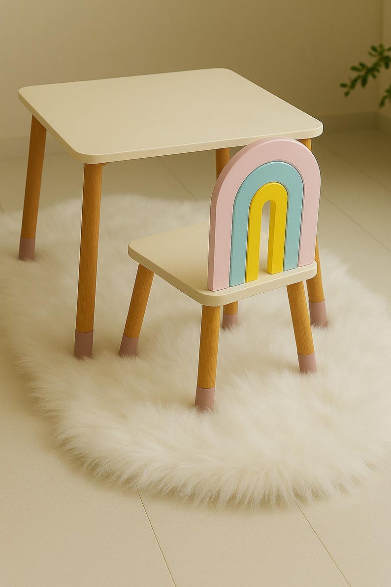Rainbow Chair and Table-handmade Rainbow Chair and Table – Montessori ...
