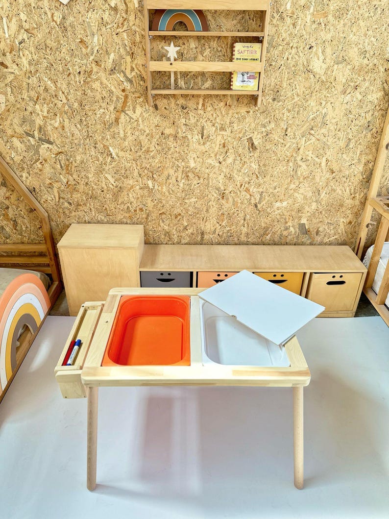 Wooden Sensory Activity Table for Kids – Montessori Style Play Table ...