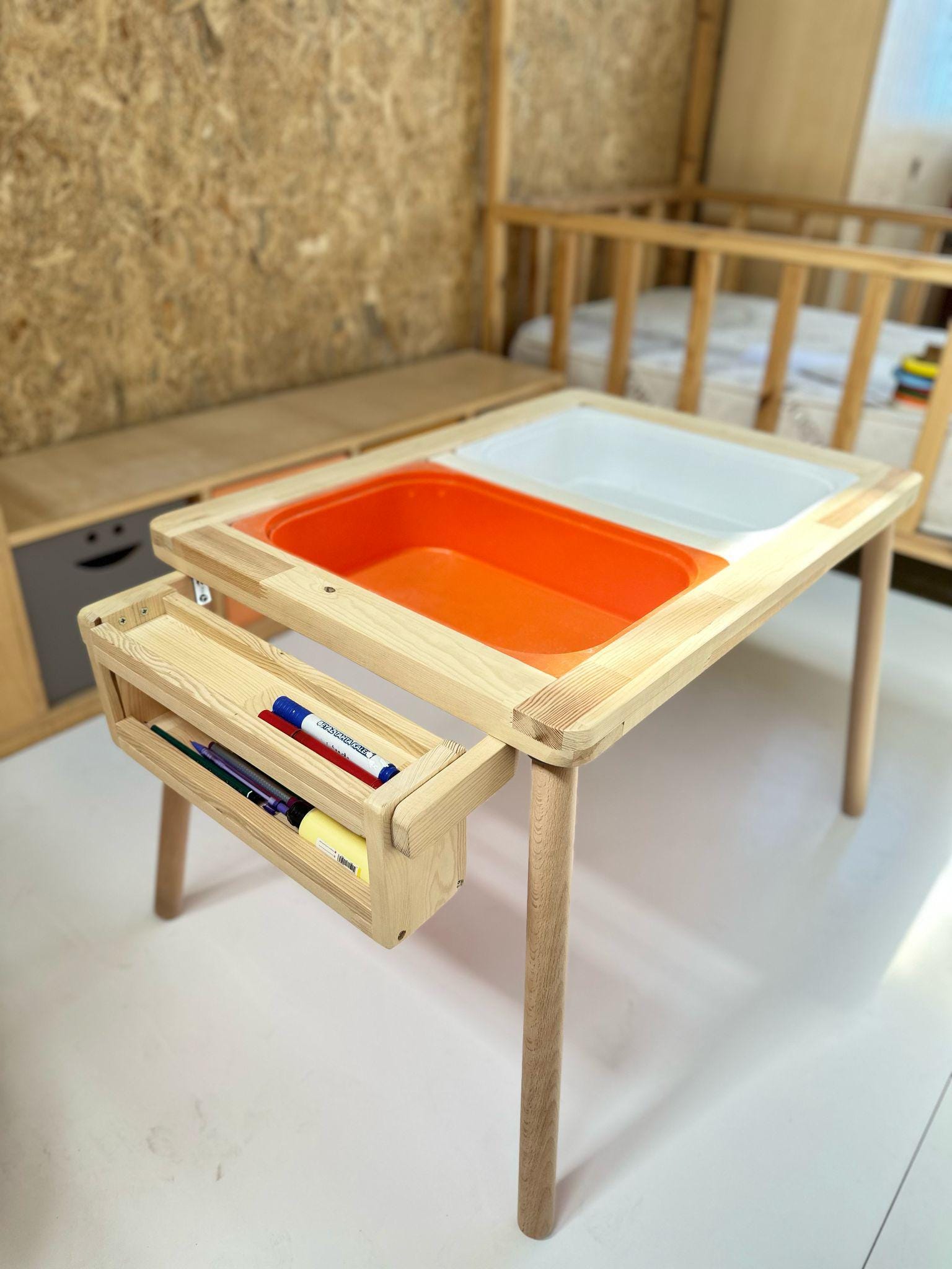 Wooden Sensory Activity Table for Kids – Montessori Style Play Table ...