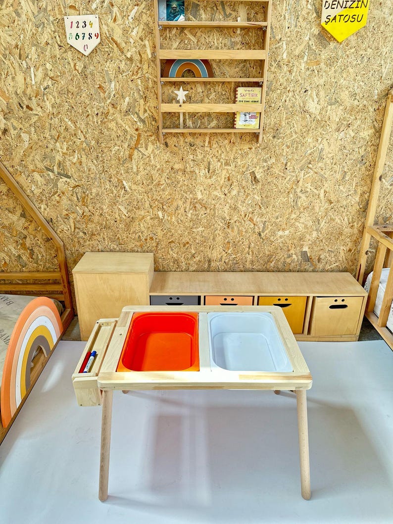 Wooden Sensory Activity Table for Kids – Montessori Style Play Table ...