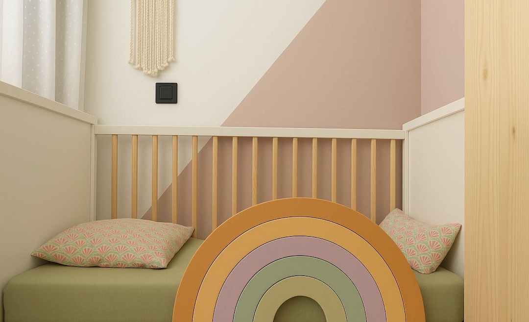 Rainbow Bed Rail for Kids | Montessori Wooden Bed Bumper | Toddler ...
