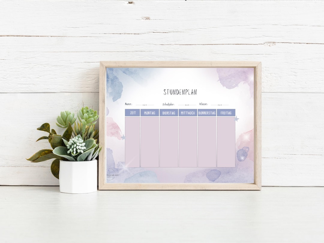 Timetable for Children - Printable Timetable - Watercolor School ...