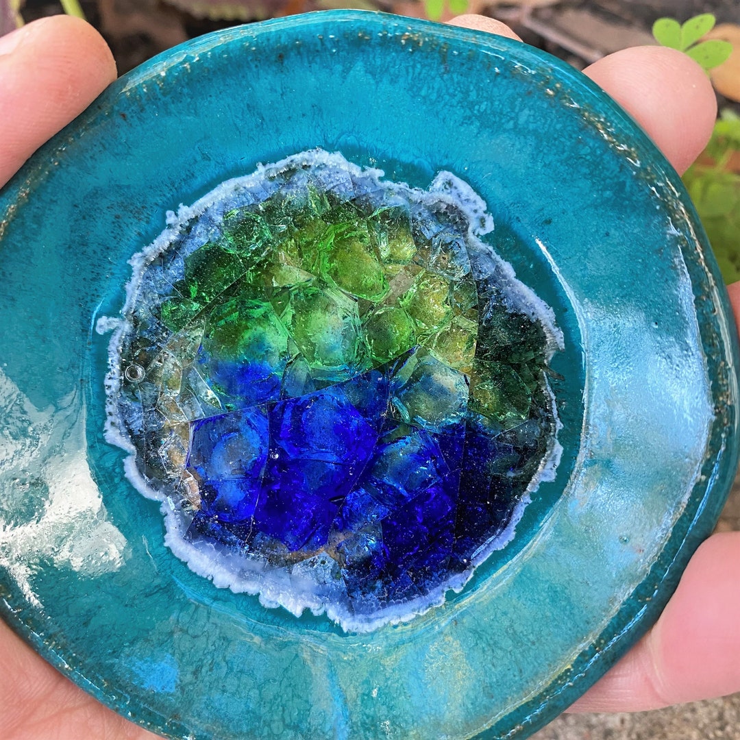 Butterfly Puddler Dish - Butterfly Feeder - Green-teal on Medium Dark ...