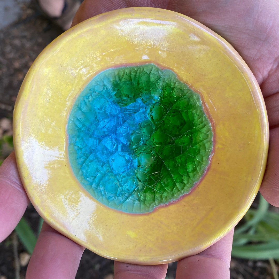 Butterfly Puddler Dish - Butterfly Feeder - Yellow With Blue and Green ...