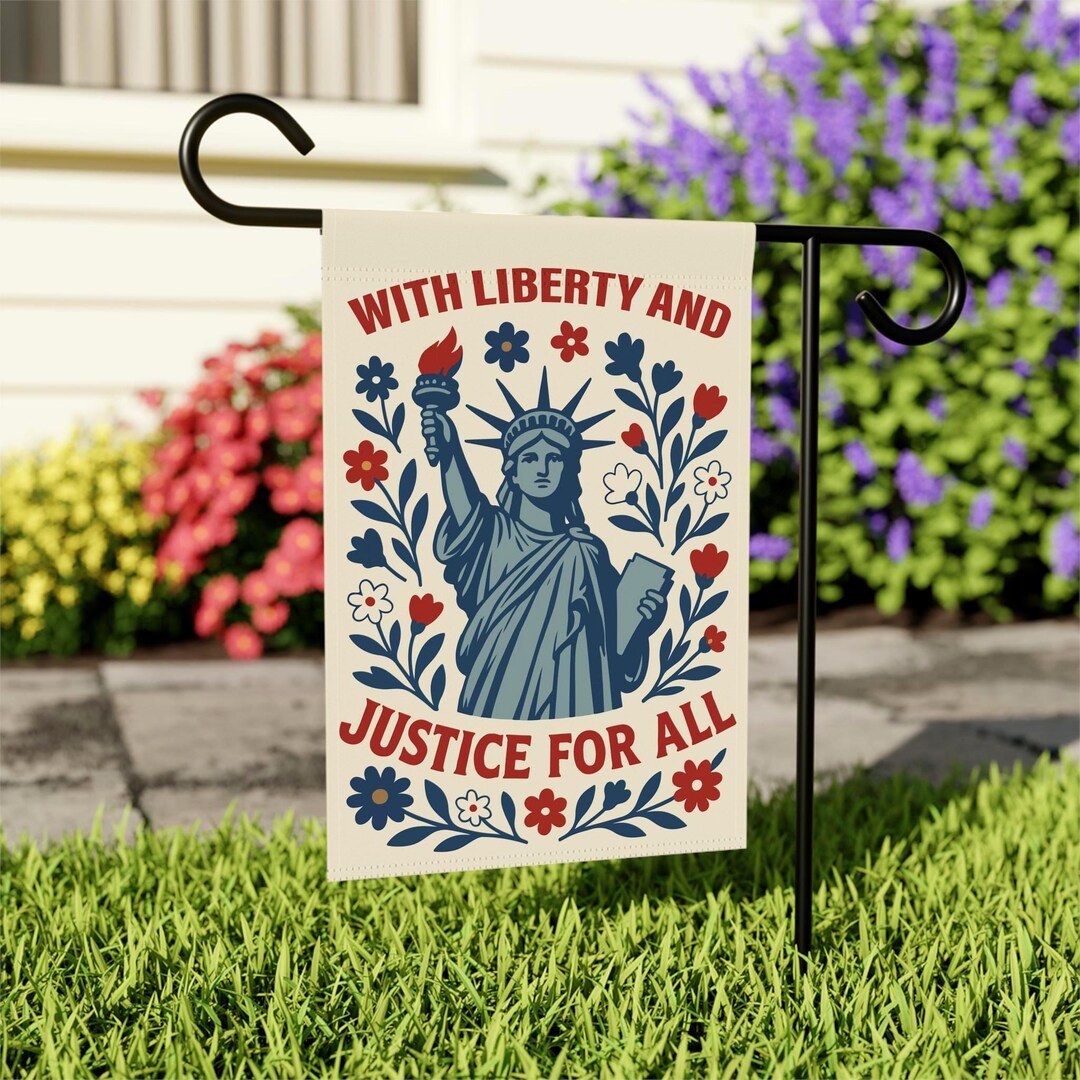 With Liberty and Justice for All Garden Flag, Patriotic Outdoor Yard ...