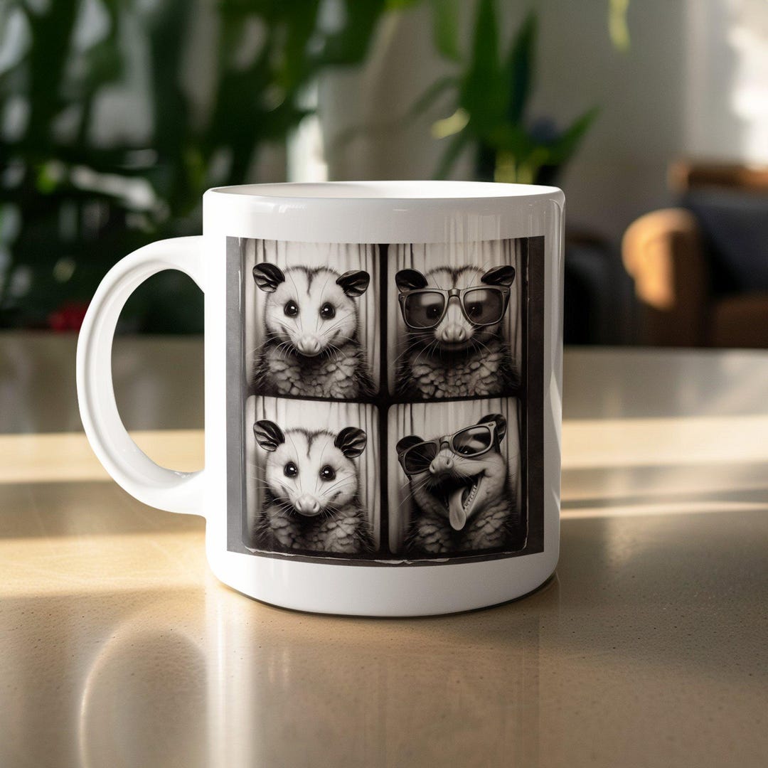 Possum Photobooth Coffee Mug, Cute Retro Opossum Photo Booth Ceramic ...