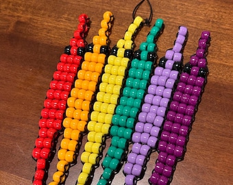 Full Set of Rainbow Kandi Worms - 7 Pieces - Red, Orange, Yellow, Green ...
