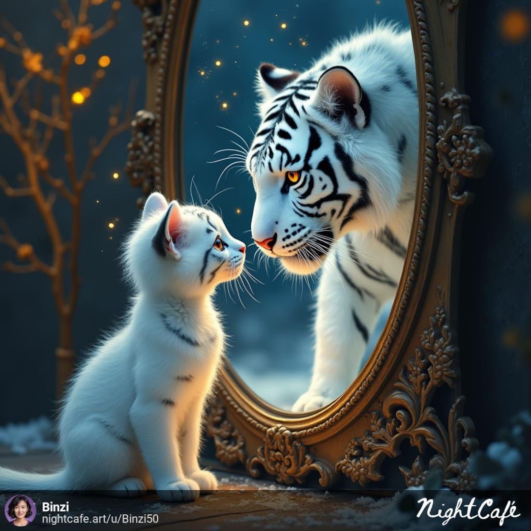 Cat's Mirror Art Print for Cat Lovers and Home and Office Decor - Etsy