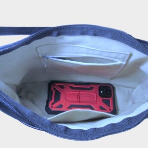 Spring Flowers & Hummingbird Medium Summer Denim Handbag Cell Pocket ...