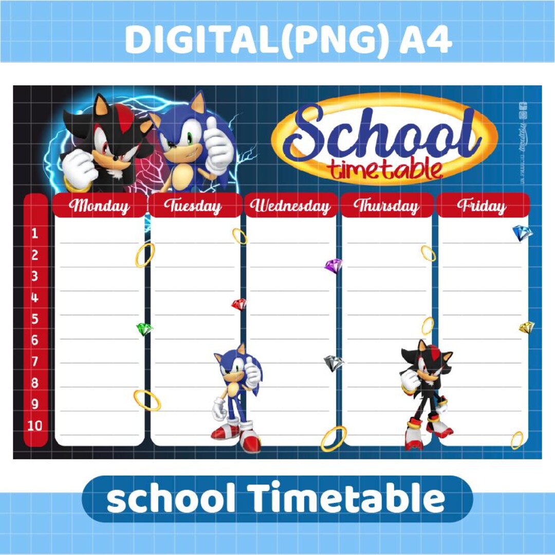 Sonic School Timetable / School Timetable - Etsy Canada