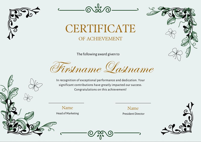 Certificate of Recognition Template Canva, Gold Certificate of ...