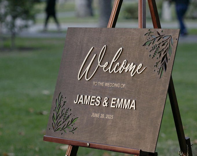 Custom Wood Wedding Welcome Sign, Rustic 3D Laser-cut Decor ...
