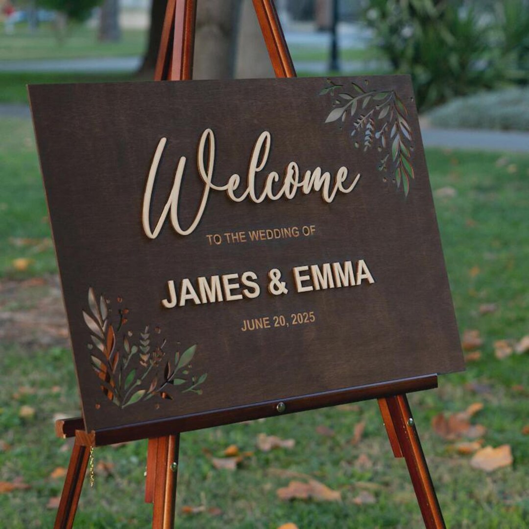 Rustic 3D Wedding Welcome Sign – Custom Wood Guestbook Alternative ...