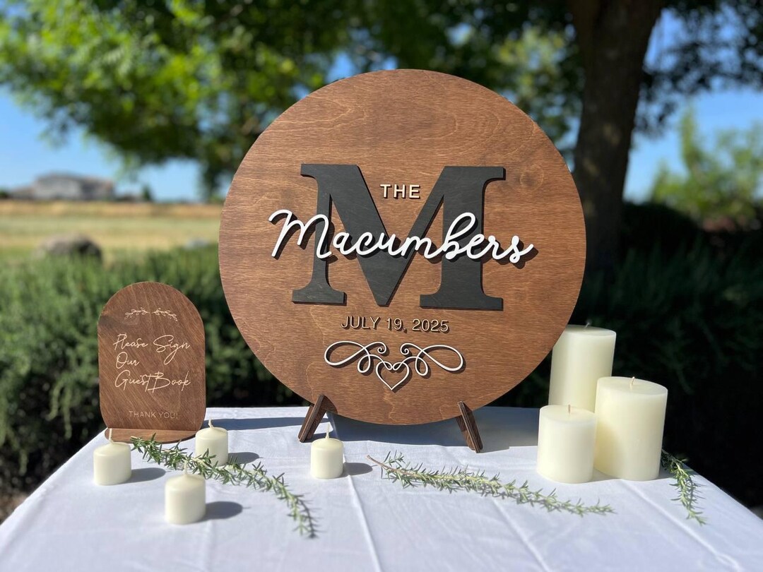 3D Wood Wedding Guest Book Sign, Rustic Personalized Keepsake, Custom ...