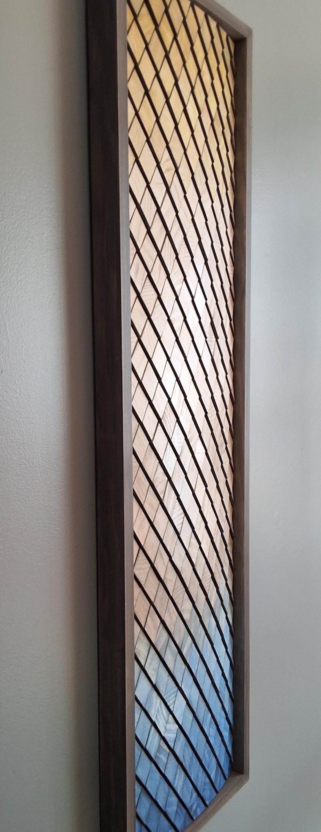 Wooden Wall Art "olive Sea Snake" Brown, White and Blue Ombre Stained ...