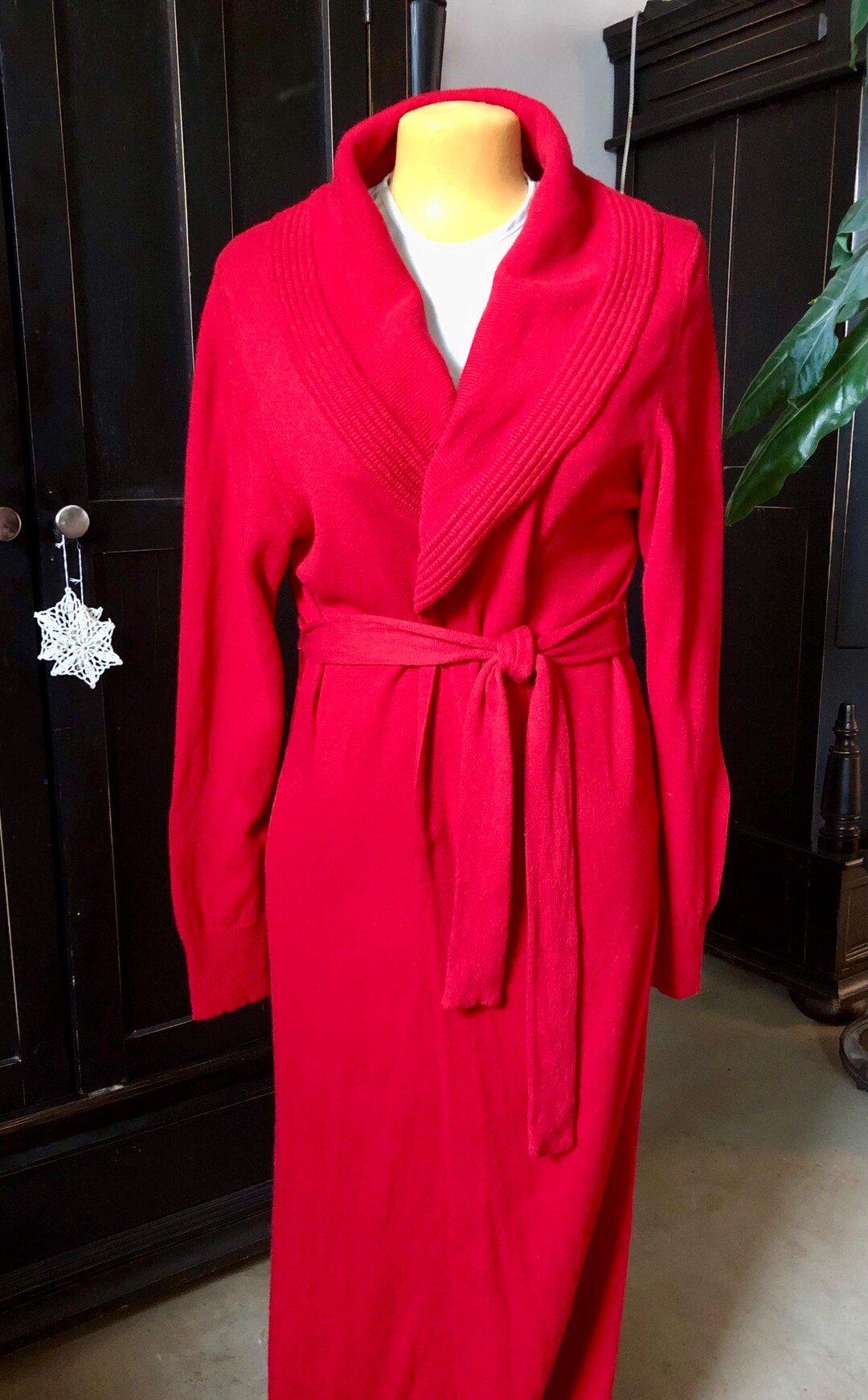 Absolutely Stunning 80s 90s Long Red 2ply Cashmere Lounge Robe by ...
