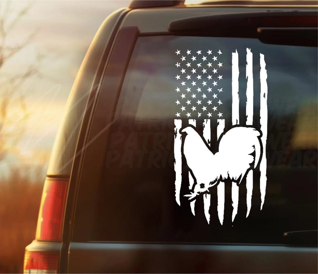 American Flag Gamefowl Cockfighting Rooster Decal Cockfighting Rooster ...