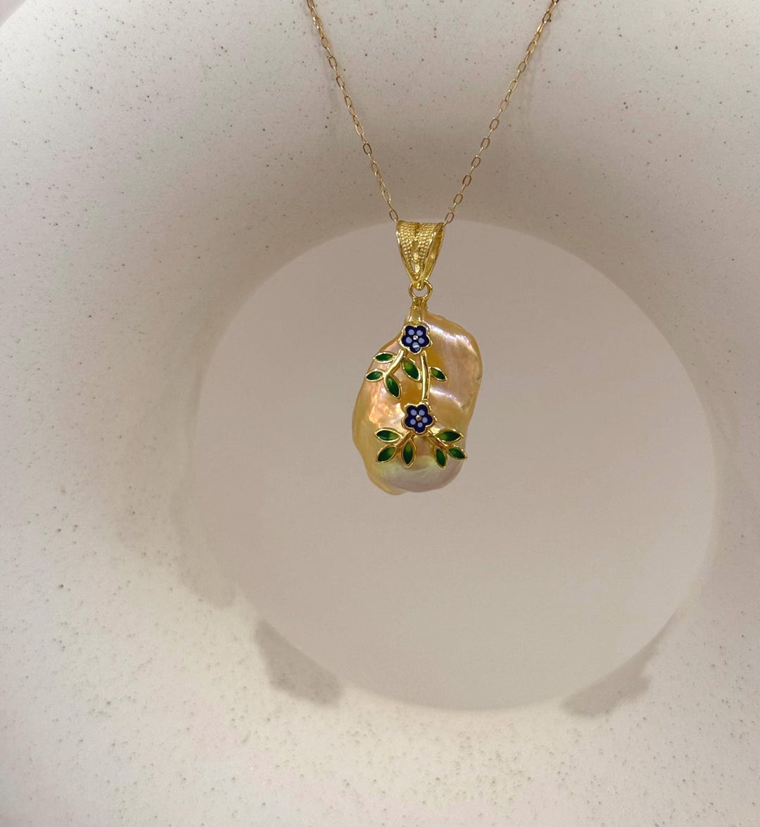 Strong Luster Fireball Peach Gold Baroque Pearl Dazzling Stylish S925 ...