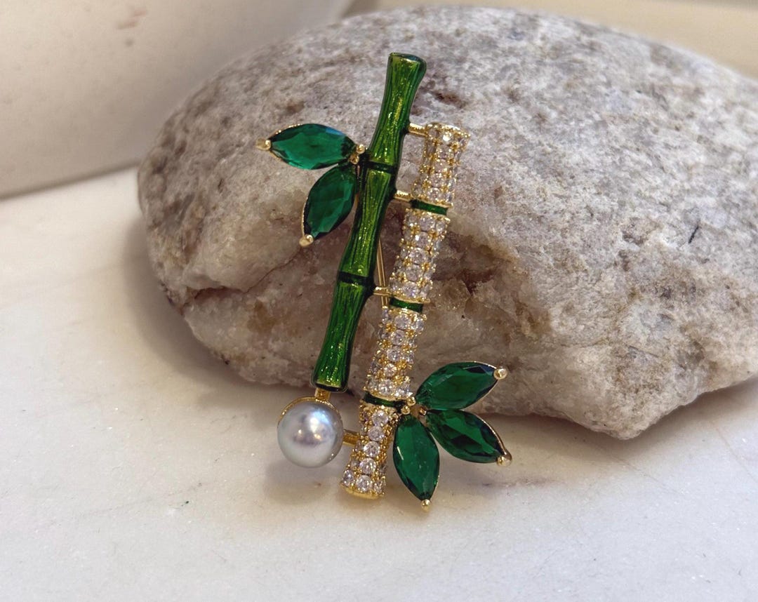 Elly’s Akoya Ocean Pearl Bamboo Brooch Pendant 2in1: Extreme Luster ...