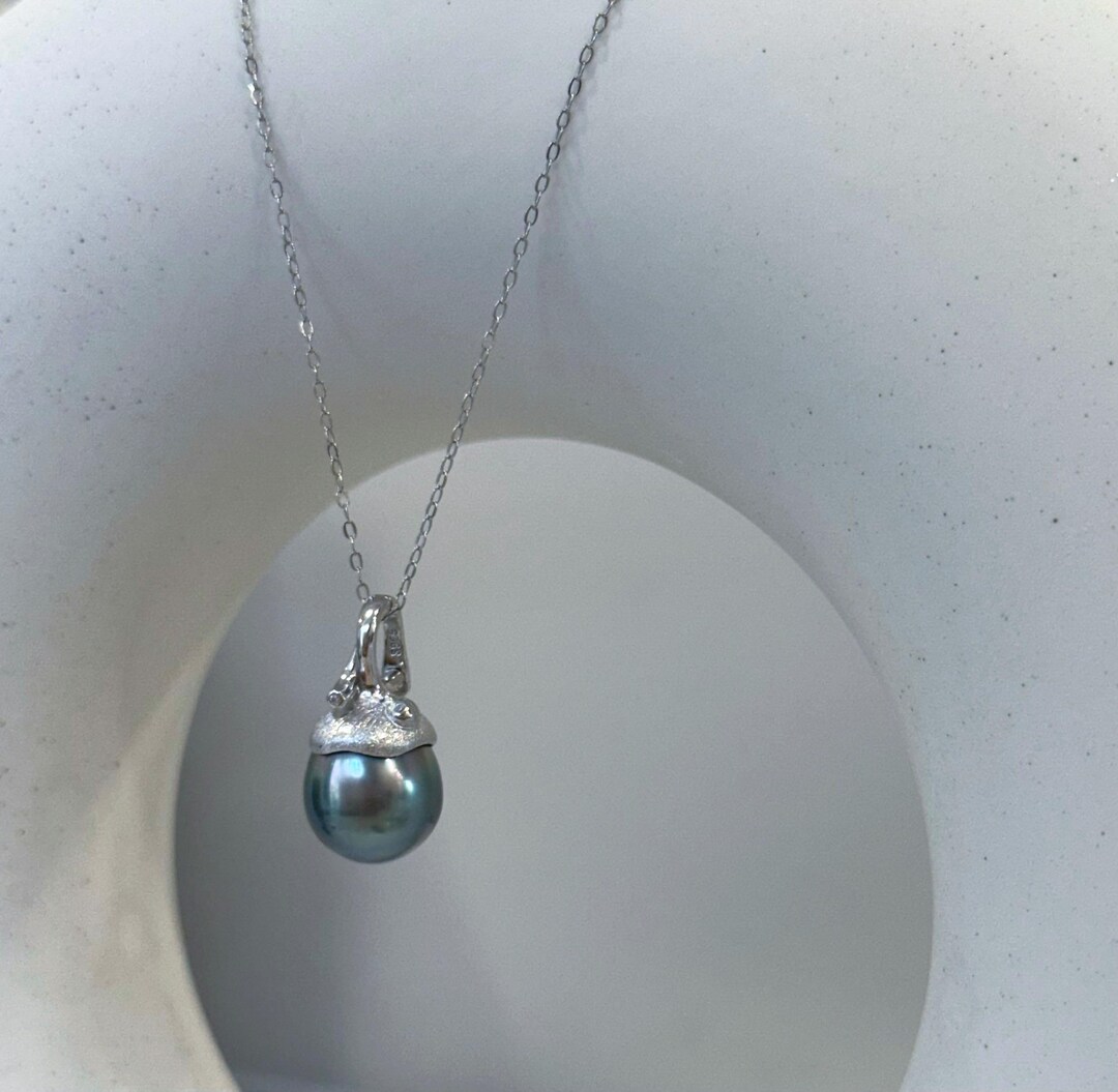 Tahitian Ocean Blue Pearl Minimalist Openable Clip Pendant Necklace Set ...