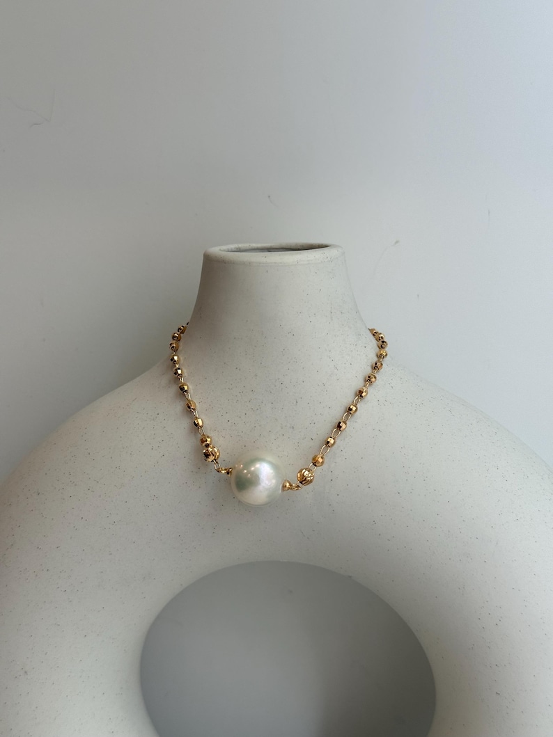 Elly’s 12.9mm Strong Luster White Edison Pearl S925 Silver Adjustable ...