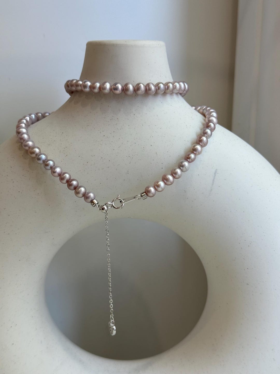 Elly’s Pink Rose Pearls Necklace Strand: Extreme Luster, Mirrored ...