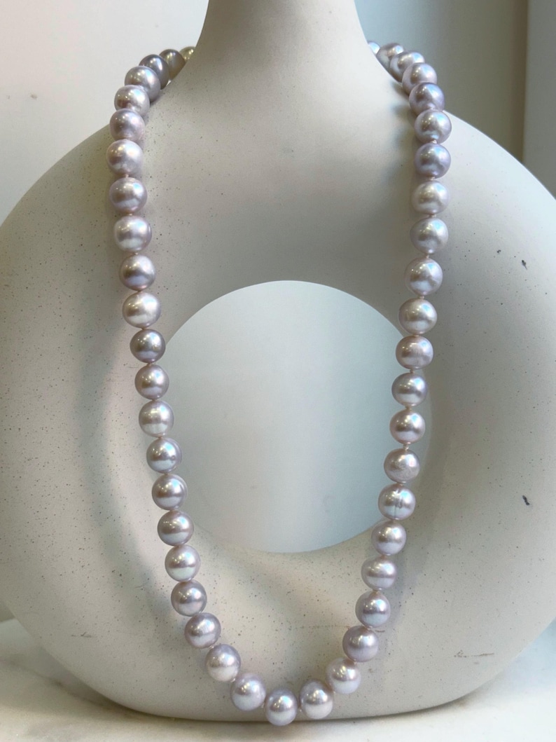 Elly’s 18.3” Morandi Pink Lilac Grey Round Oval Pearls Necklace Strand ...