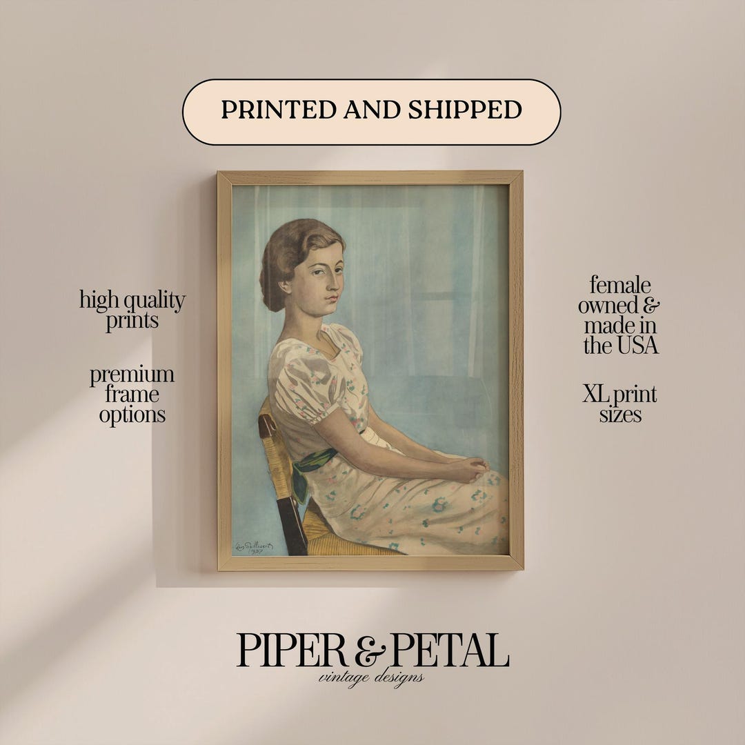 Vintage Blue Portrait Art Print: Framed Oak or Metal Options - Etsy